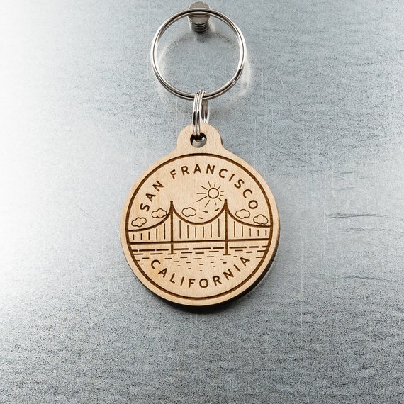 San Francisco Bridge Wood Keychain Golden Gate Bay - Etsy