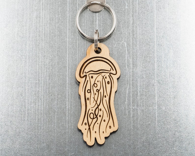 Jellyfish Keychain Wood Keychain Jelly Fish Cute Sea Life | Etsy