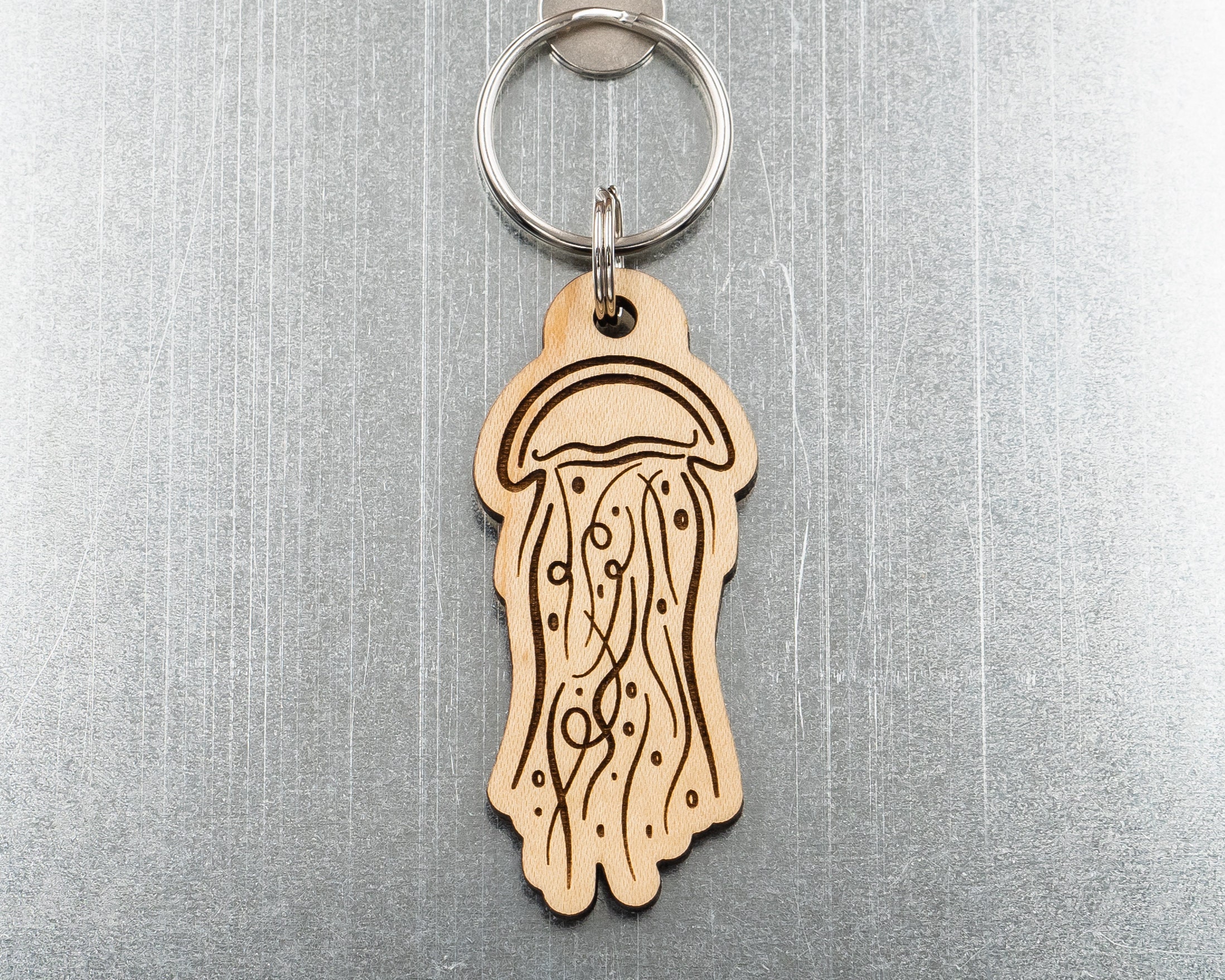 Jellyfish Keychain Wood Keychain Jelly Fish Cute Sea Life | Etsy