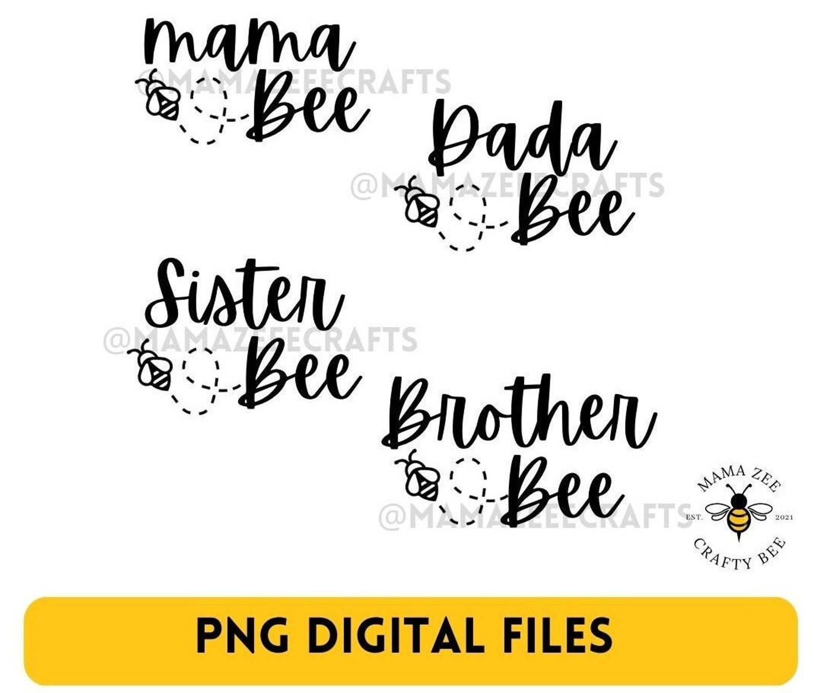 Mama Bee PNG, Family Bee Bundle, Dada Bee, Sister Bee, Brother Bee ...
