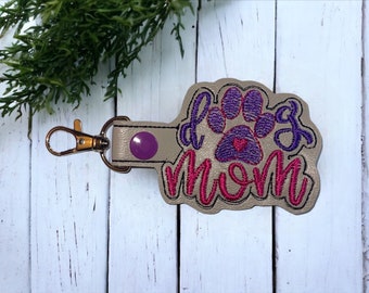 Dog Mom Key Fob, Fur Mom Gift, Embroidered Keychain, Mother's Day Gift ...
