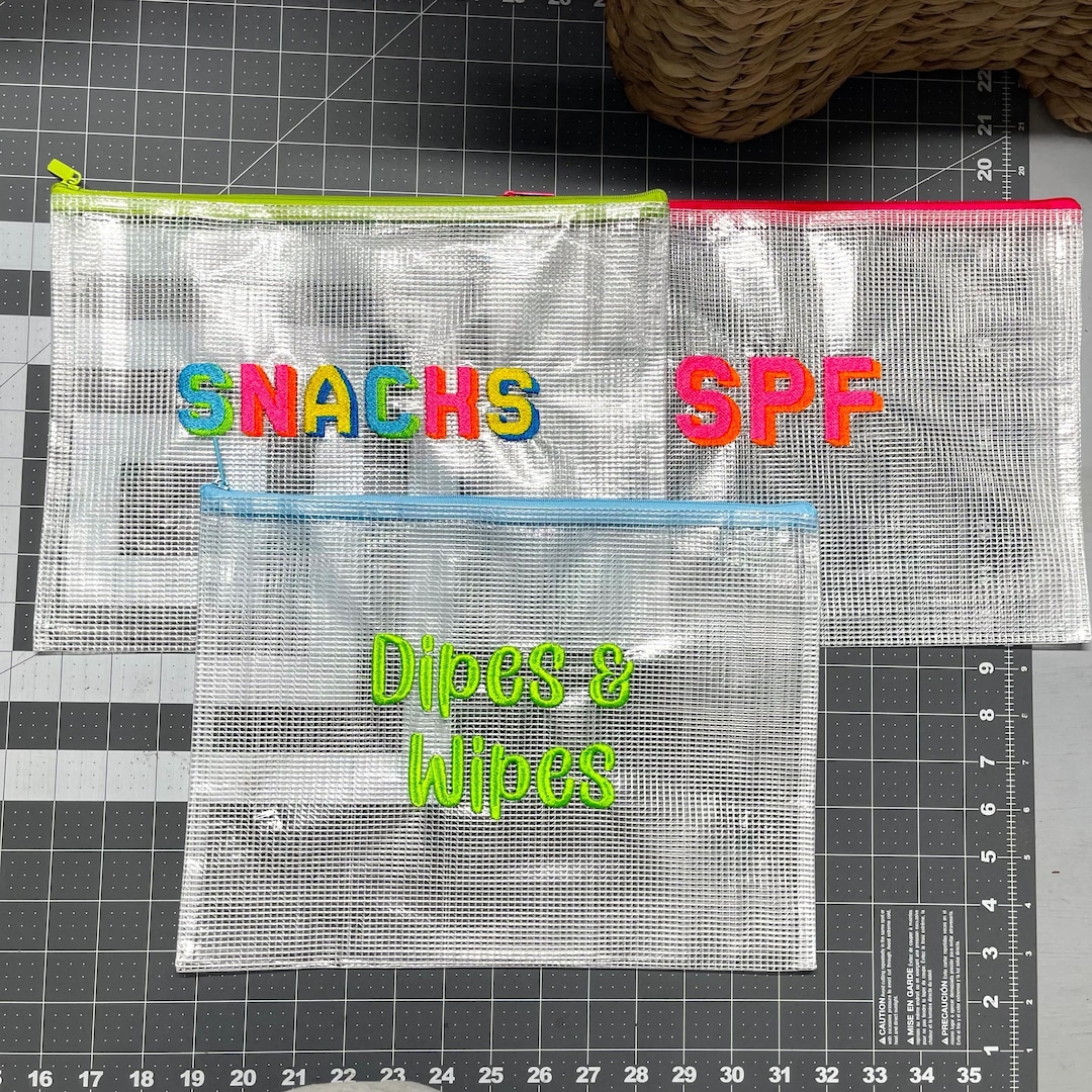 Personalized Mesh Zipper Pouch 10x13 Custom Embroidered Name Bag for ...