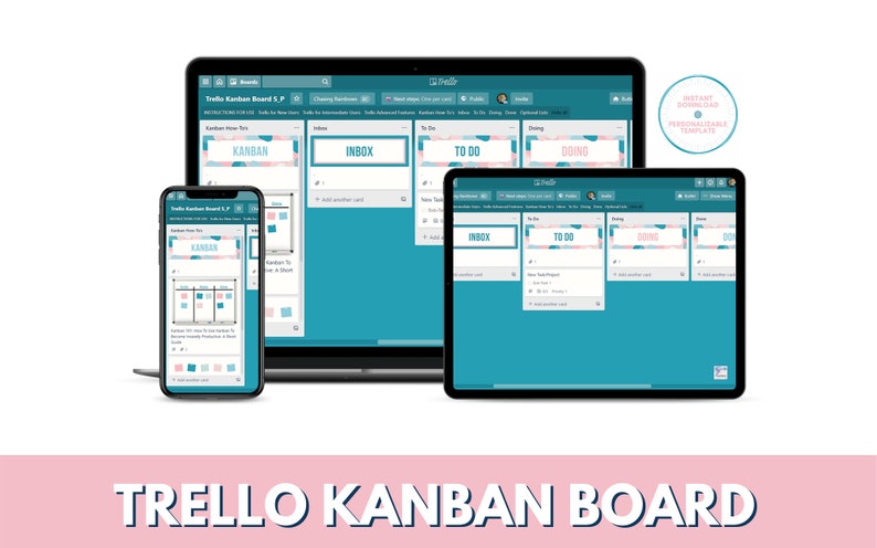Trello Kanban Board Template (serenity Pastel) - Etsy UK