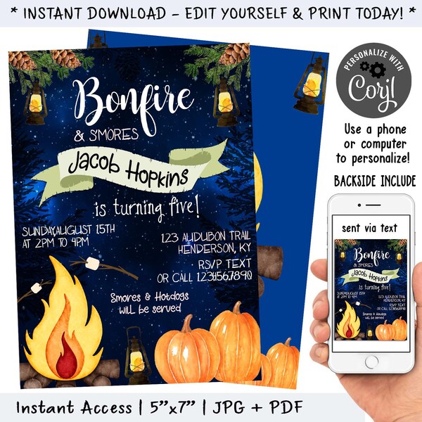 Campfire Invitation - Etsy