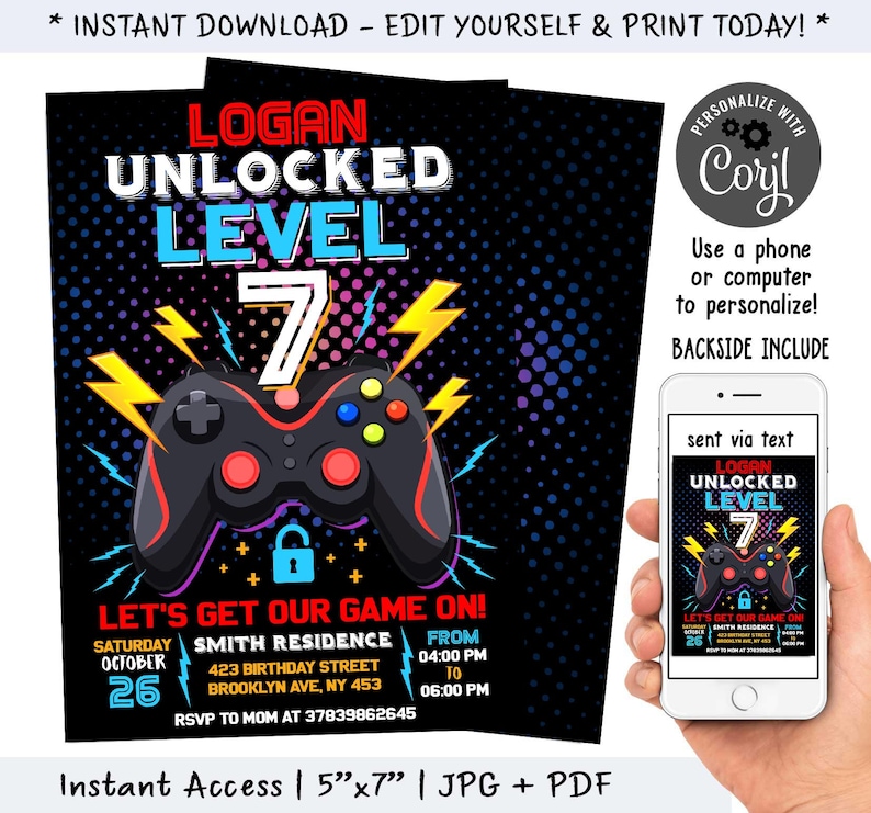 Video Game Invitation Gaming Party Invitation Gamer Party - Etsy