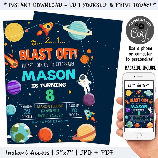 Solar System Invite - Etsy