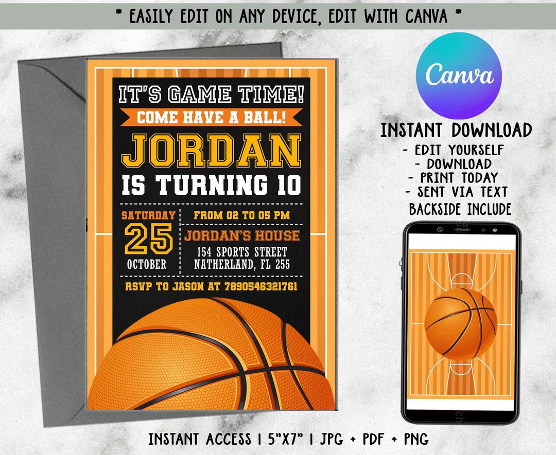 Editable Basketball Invitation Basketball Birthday - Etsy