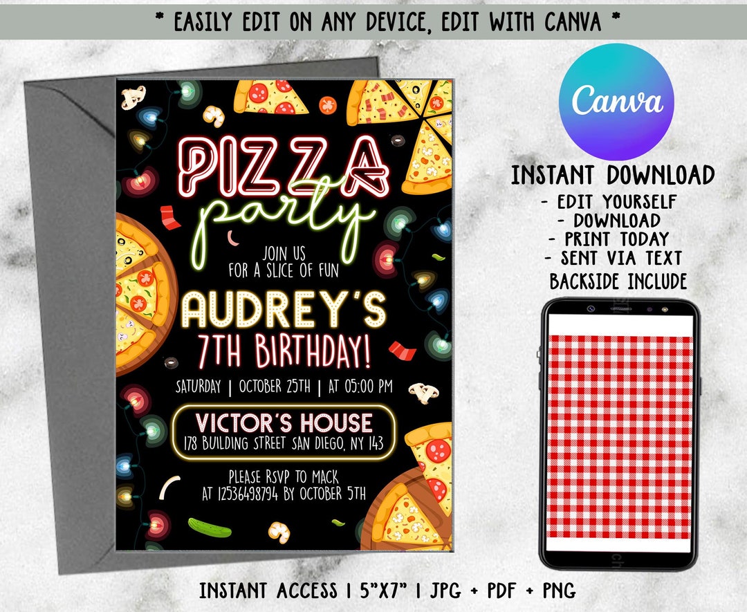 Editable Pizza Party Invitation Pizza Making Birthday - Etsy