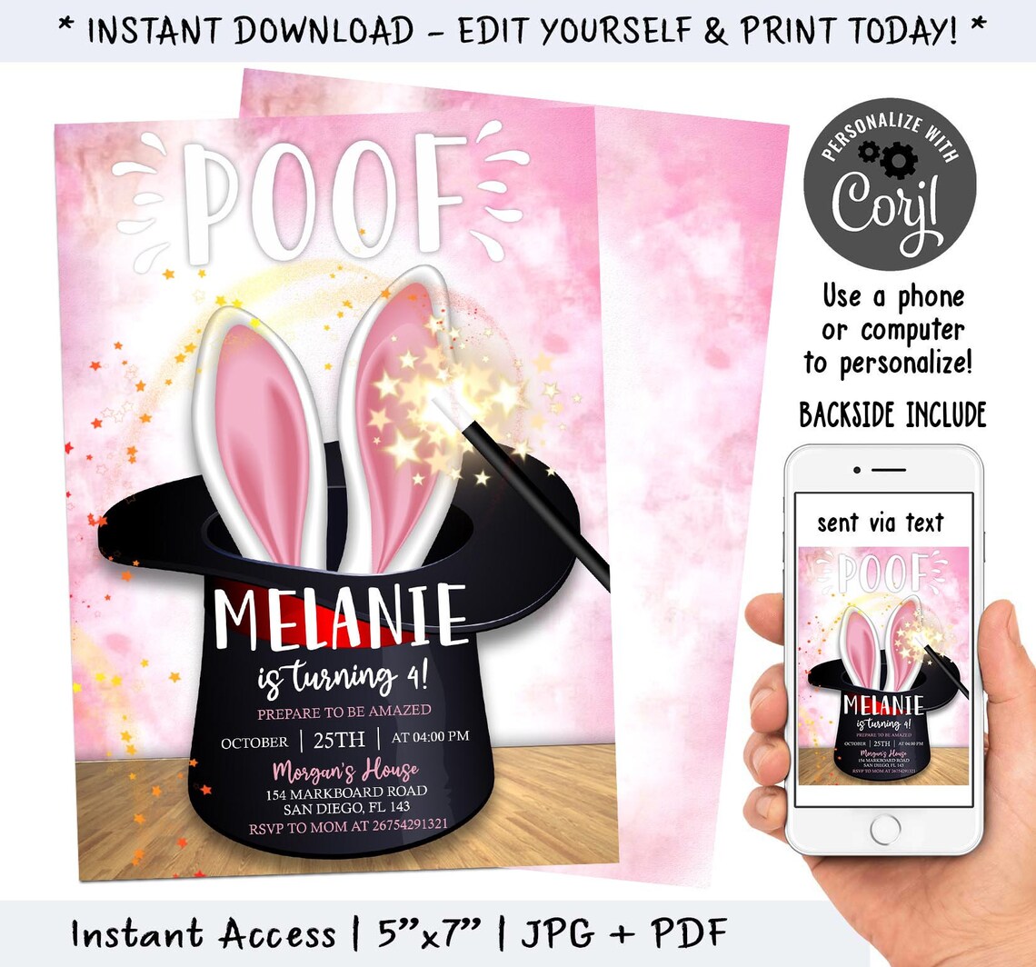 Magic Party Invitation Magic Birthday Invitation Magician - Etsy