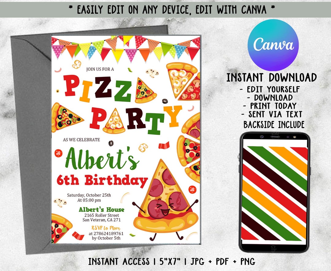 Editable Pizza Party Invitation Pizza Making Birthday - Etsy