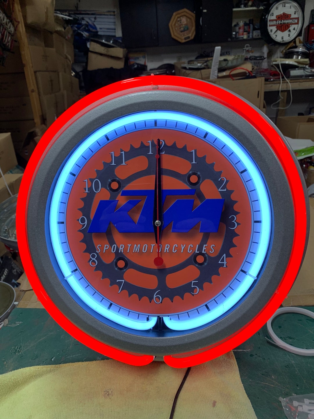 KTM Motorcycle Garage 15 Inch Double Neon Clock or Custom - Etsy