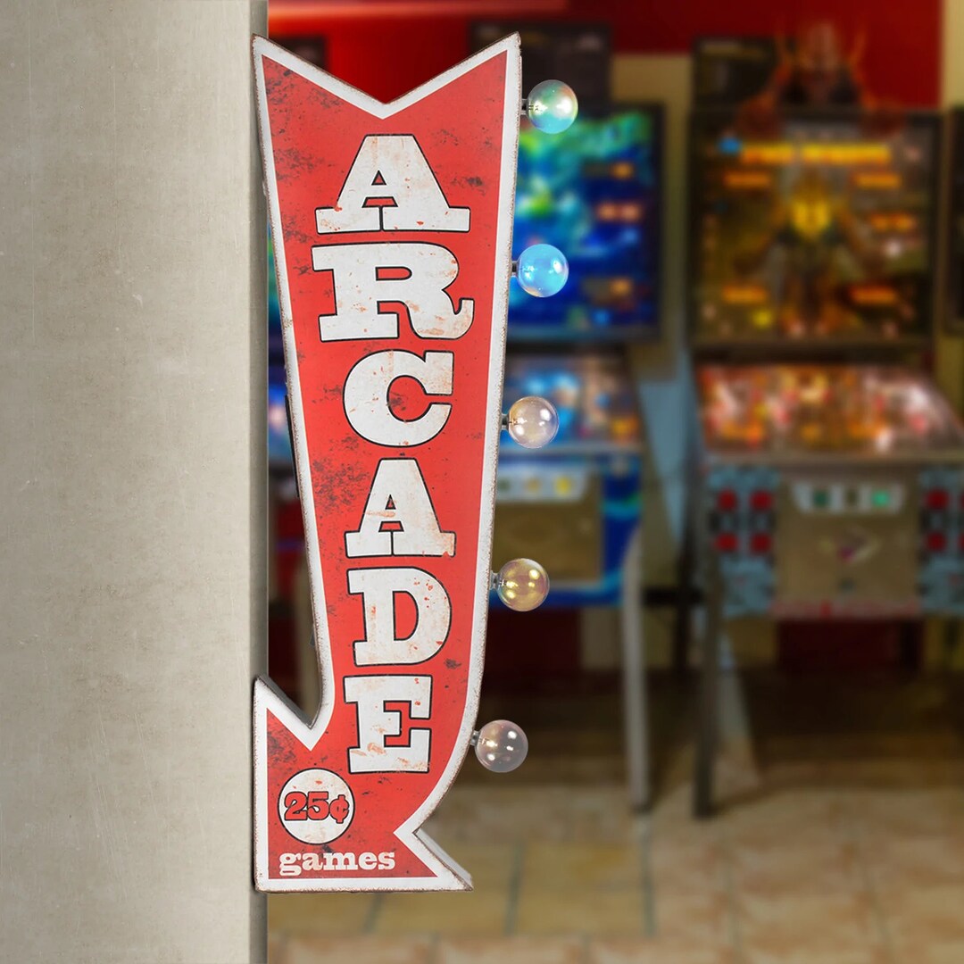 Arcade, American, USA, LED Neon Style Wall Sign, Games Room, Garage ...