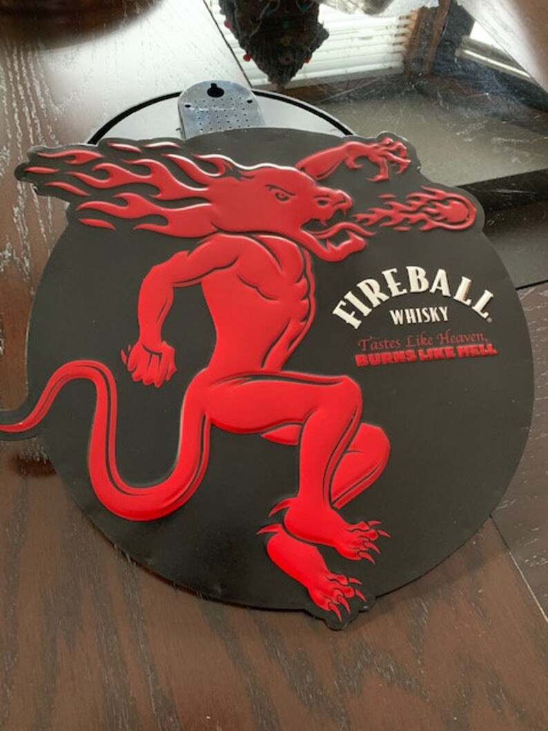 Fireball Whisky. Embossed Metal 18 Sign Great for a - Etsy