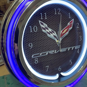Corvette C7 Garage 16 Inch Double Neon Clock or Custom With - Etsy