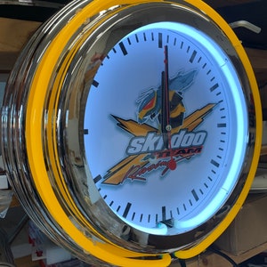 Ski-doo 15 Double Neon Clock Made Custom With Your Own Name - Etsy