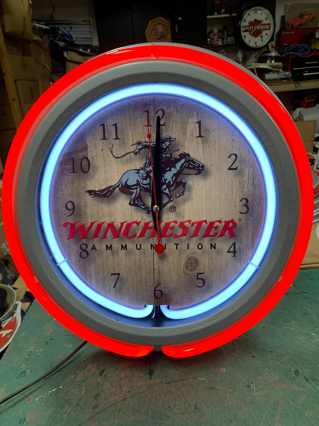 Winchester, Firearms, Garage 16 Inch Double Neon Clock or Custom With ...