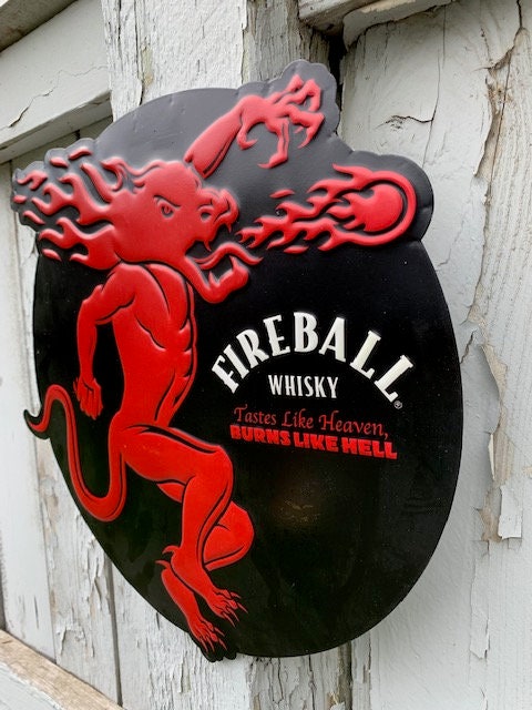 Fireball Whisky. Embossed Metal 18 Sign Great for a - Etsy