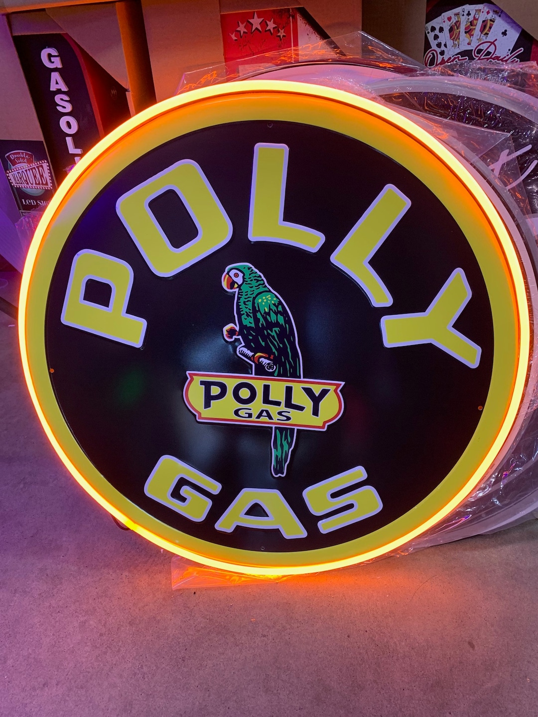 Polly Gas, Oil and Gas, 25 Huge Metal Sign. Comes With a Neon Sign Wall ...