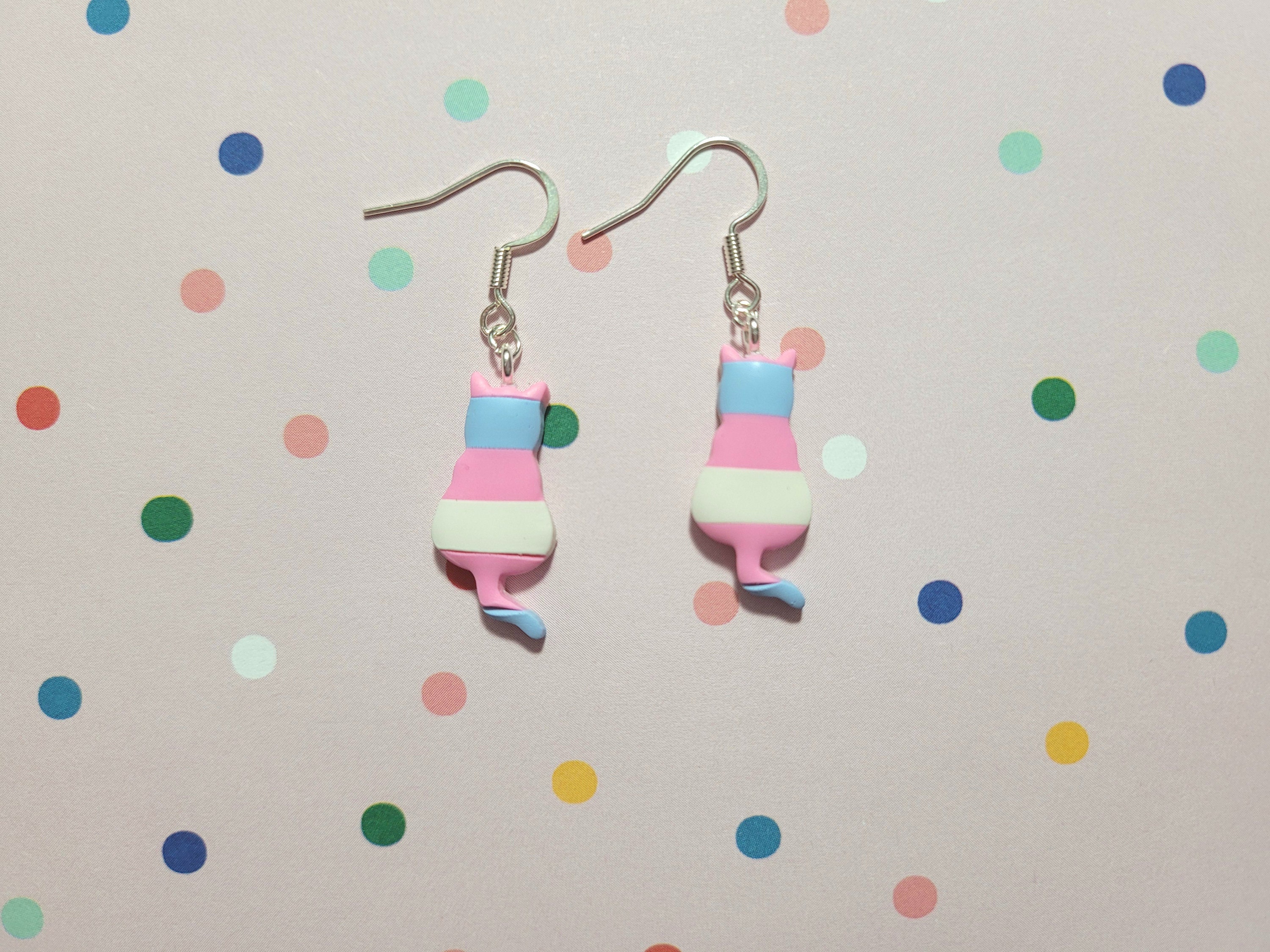 Trans Cat Earrings, Transgender Cat Earrings, Pride Cat Earrings ...