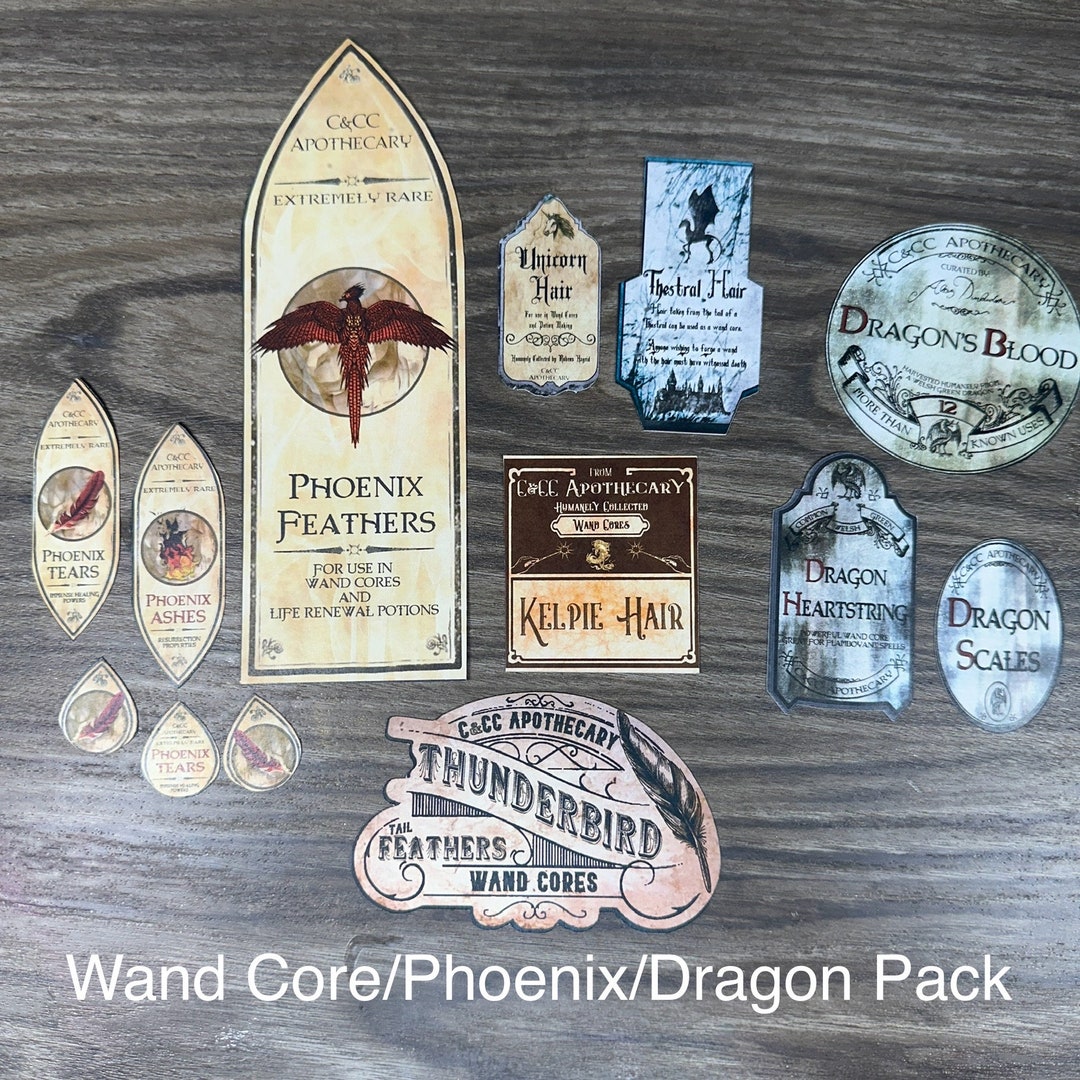 11 Wand Core/phoenix/dragon Themed Potion Labels Printed on Sticker ...