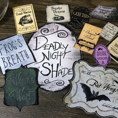 12 Halloween Potion Labels Printed on Sticker Paper Vol. 1 | Etsy