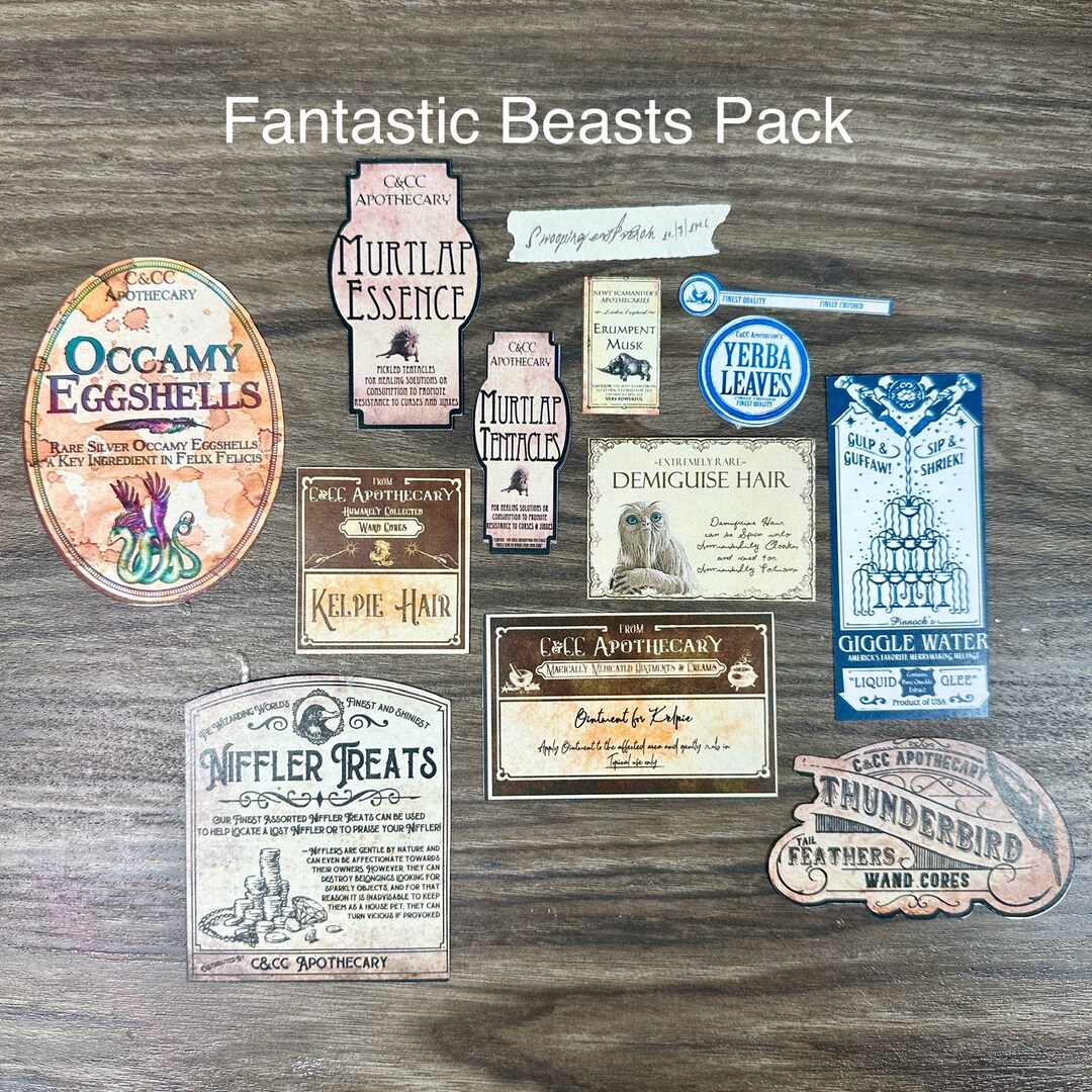 12 Magical Creature Themed Potion Labels Printed on Sticker Paper and ...