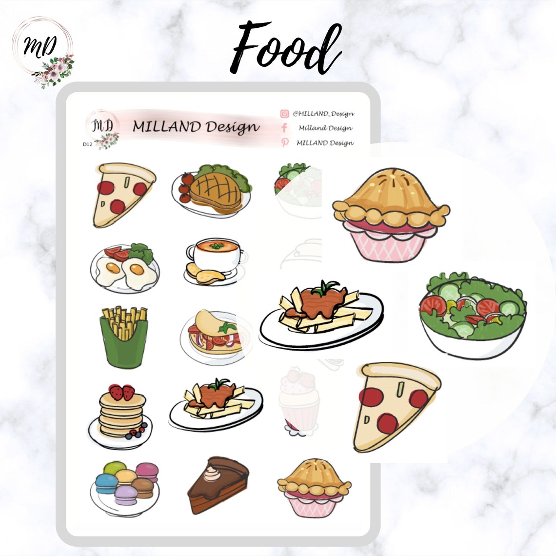 Food and meal decorative Sticker for planner Meal Sticker | Etsy