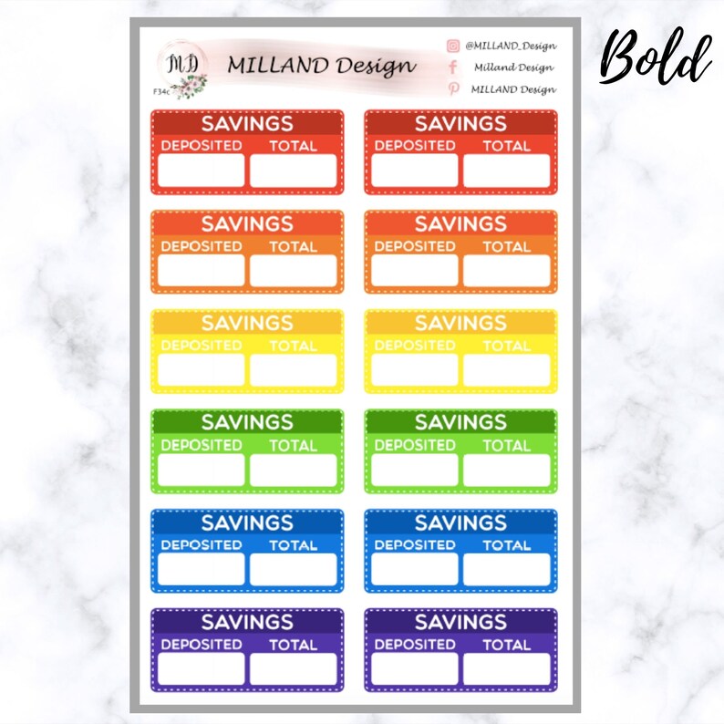 Savings Tracker Functional Sticker for Planner - Etsy Australia