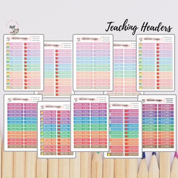 Teaching Headers Teacher Planning Sticker Functional - Etsy