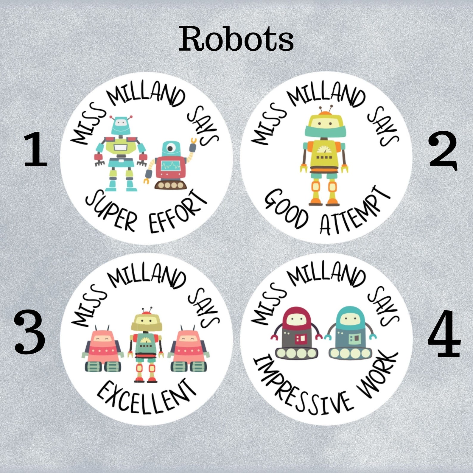 Robot Custom Personalised Teaching Merits Stickers & Digital - Etsy ...