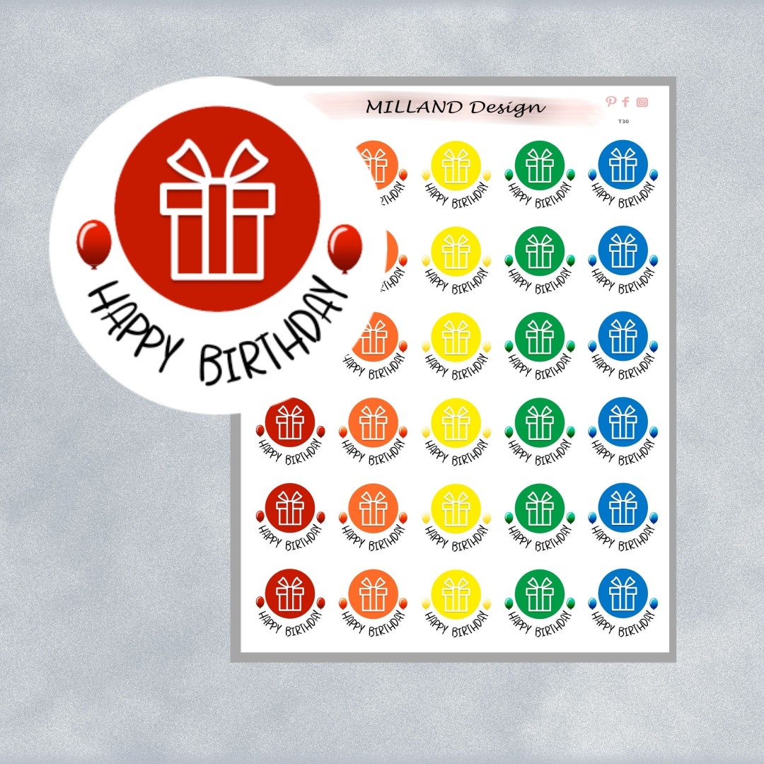 Happy Birthday Celebration Teaching Merit Reward Stickers - Etsy