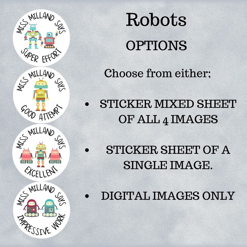 Robot Custom Personalised Teaching Merits Stickers & Digital - Etsy ...