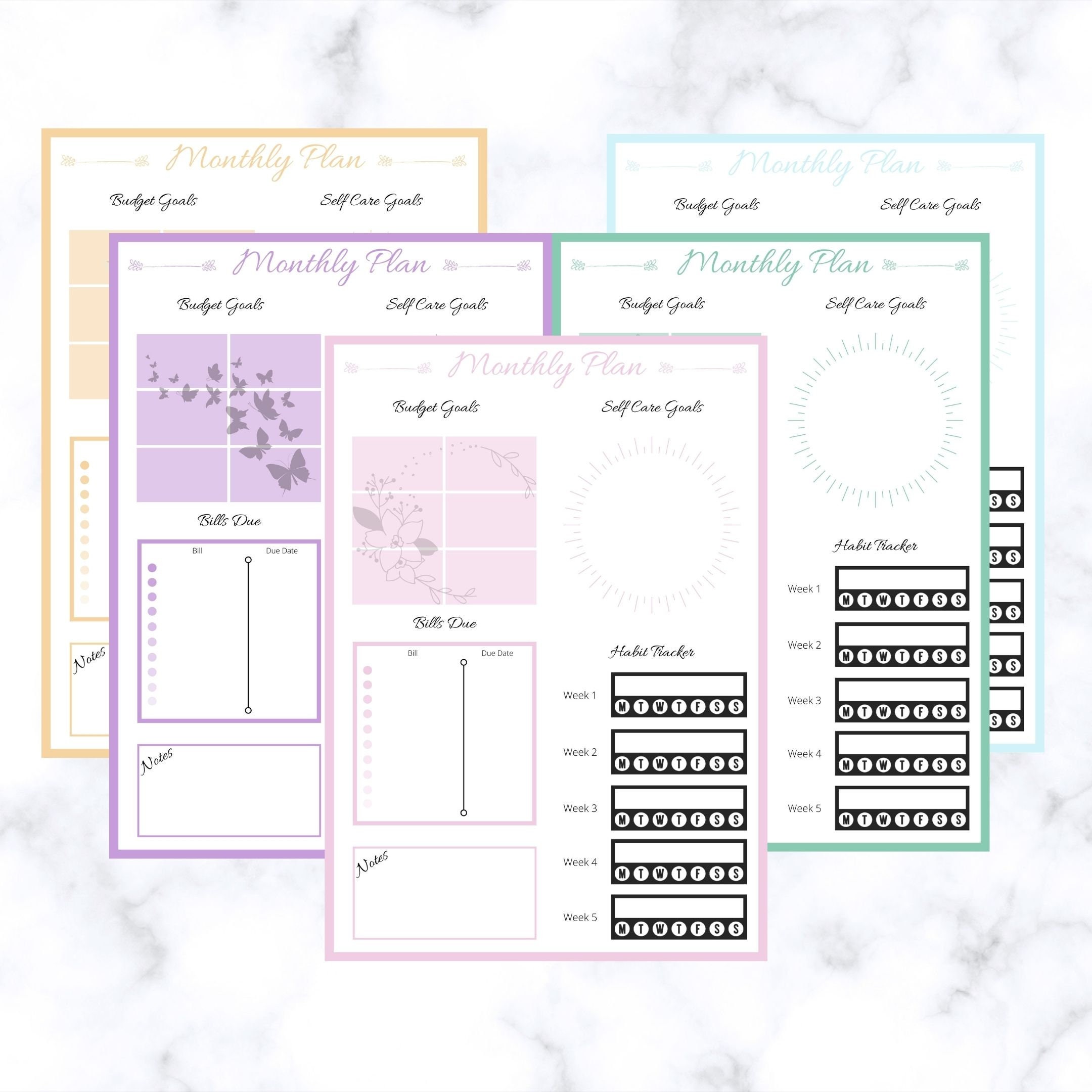 Monthly Overview organisation instant download printable in 5 | Etsy