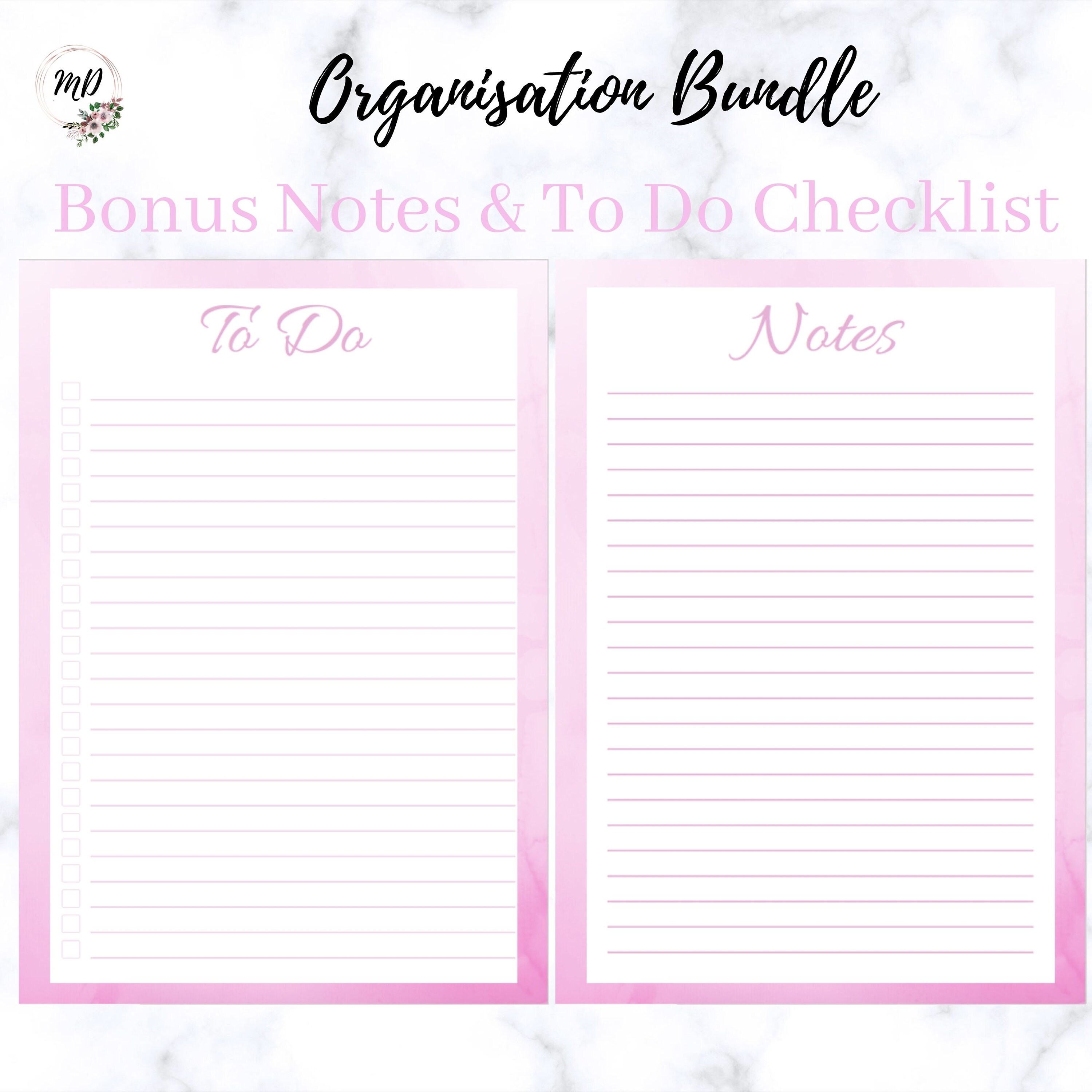 Pink Organisation Printable Bundle for Planners Including Meal | Etsy