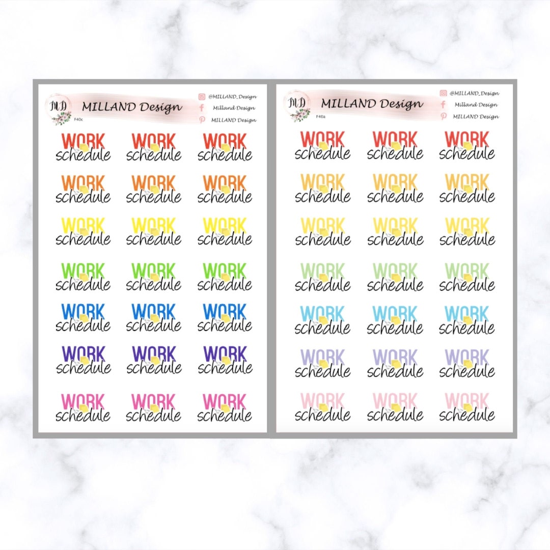 Work Schedule Functional Sticker for Planner in Pastel and - Etsy