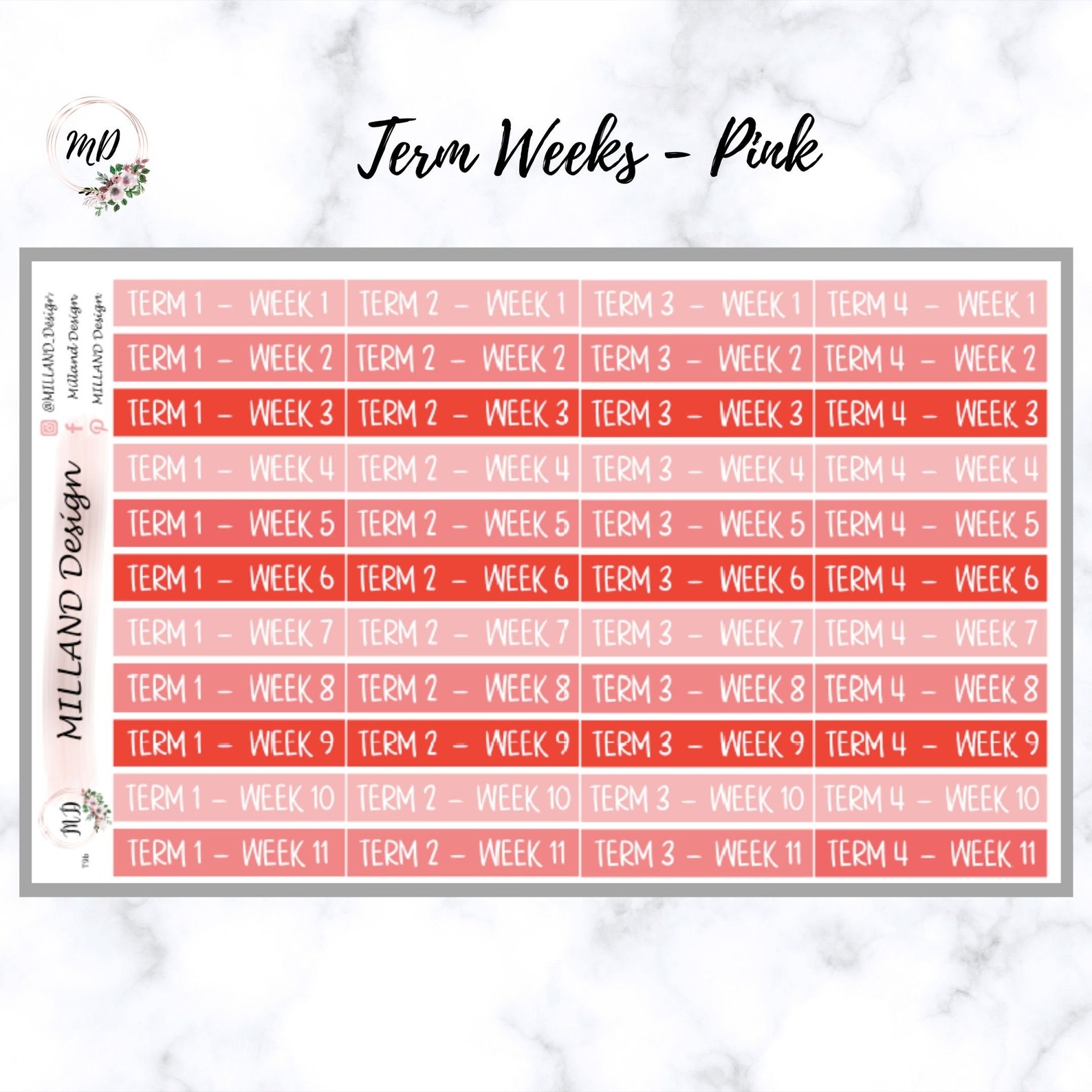 School Term Weeks Header Sticker for Planner in Green Blue - Etsy Australia