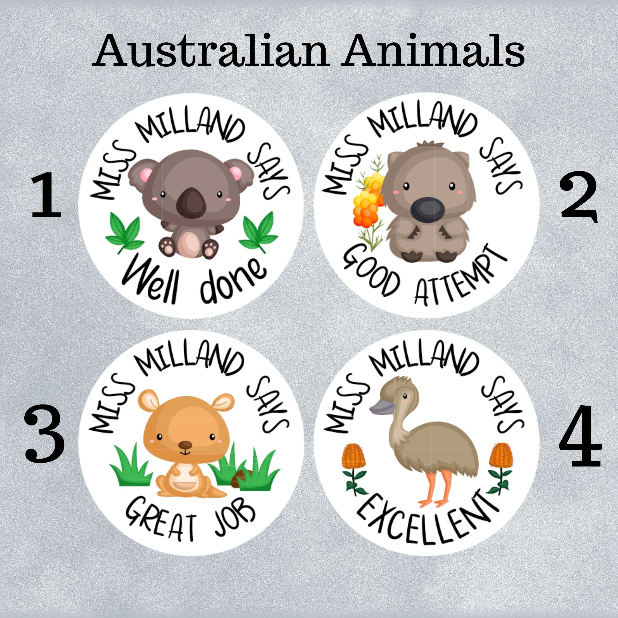 Australian Animals Custom Personalised Teaching Merits | Etsy