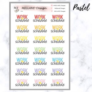 Work Schedule Functional Sticker for Planner in Pastel and - Etsy