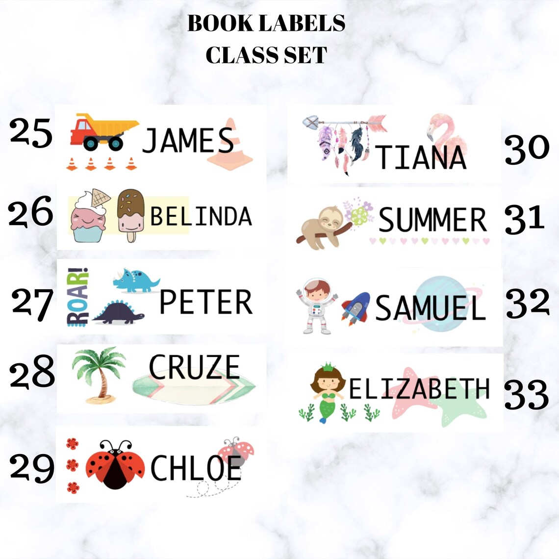 Class Set Sticker Labels for the Classroom | Etsy Australia