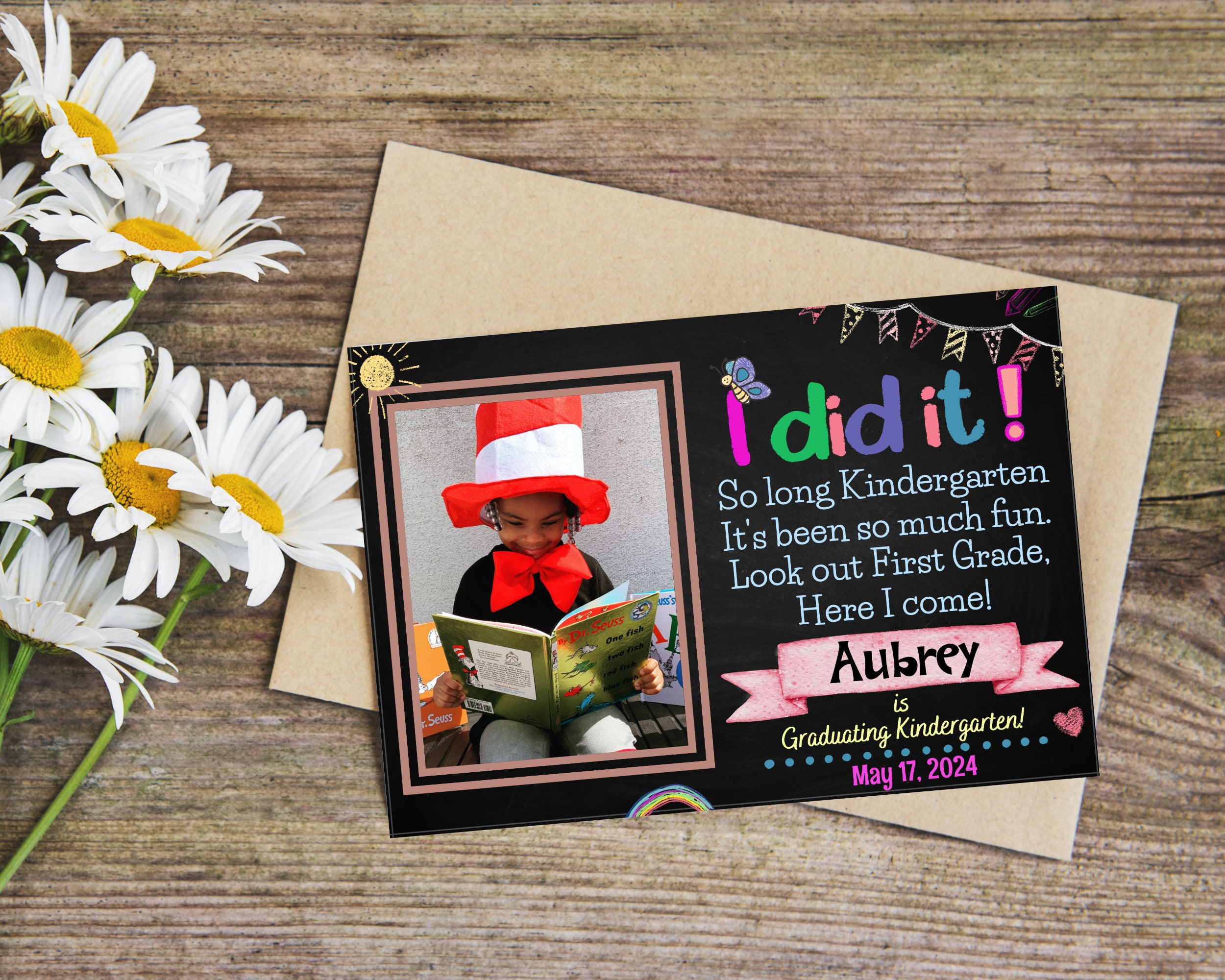 Kindergarten Graduation Invite, Kinder Graduation Announcement Template ...