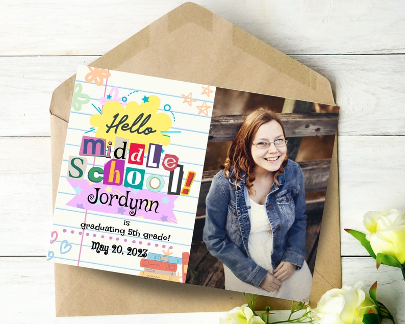 Elementary Graduation Invite, 5th Grade Graduation Announcement ...