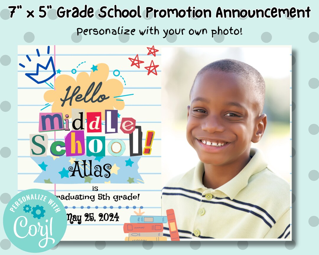 Elementary Graduation Invite, 5th Grade Graduation Announcement ...