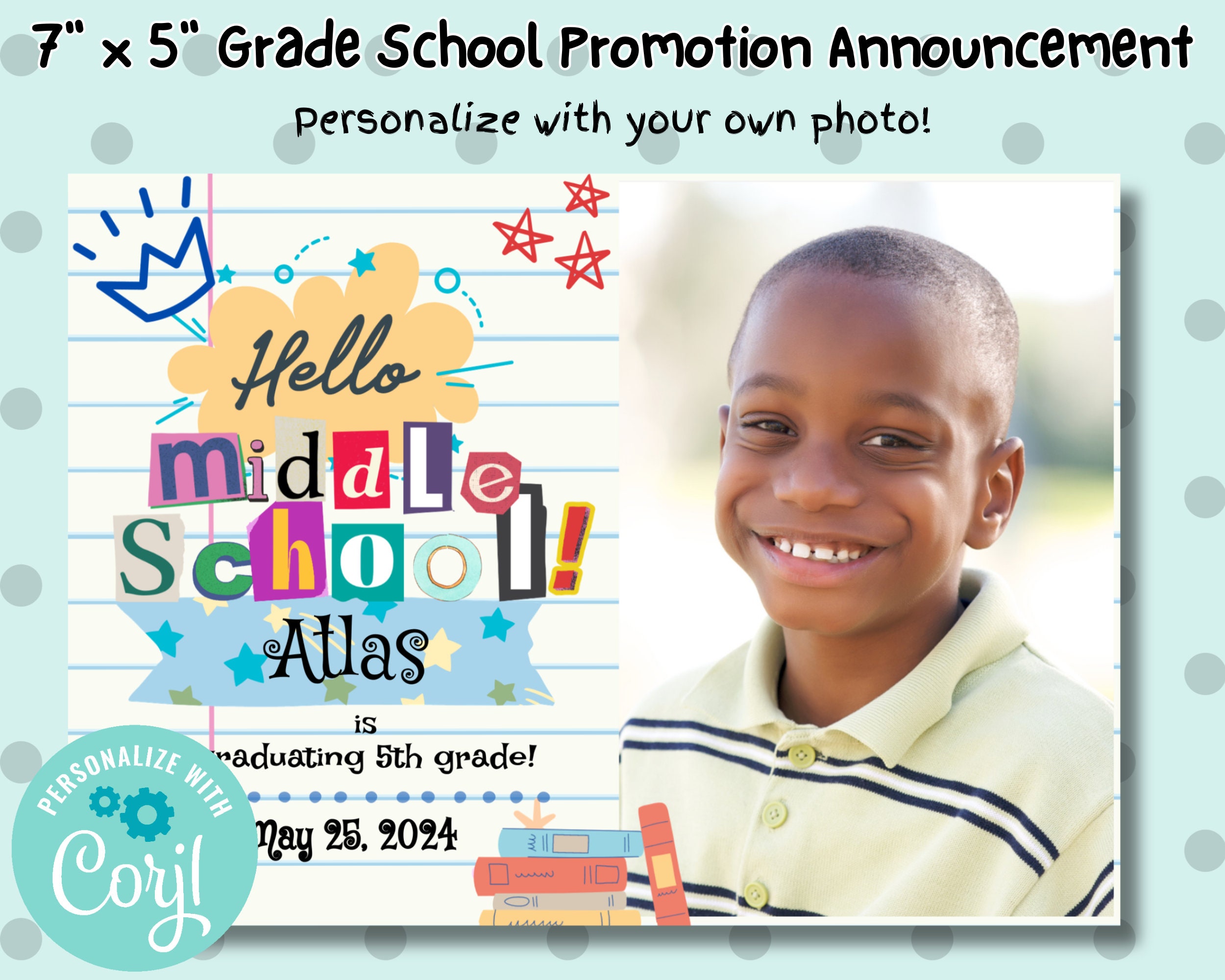 Elementary Graduation Invite, 5th Grade Graduation Announcement ...