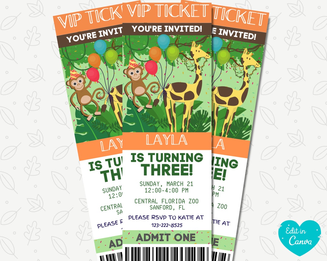 Safari Birthday Invitation First Birthday Party Safari Animal - Etsy