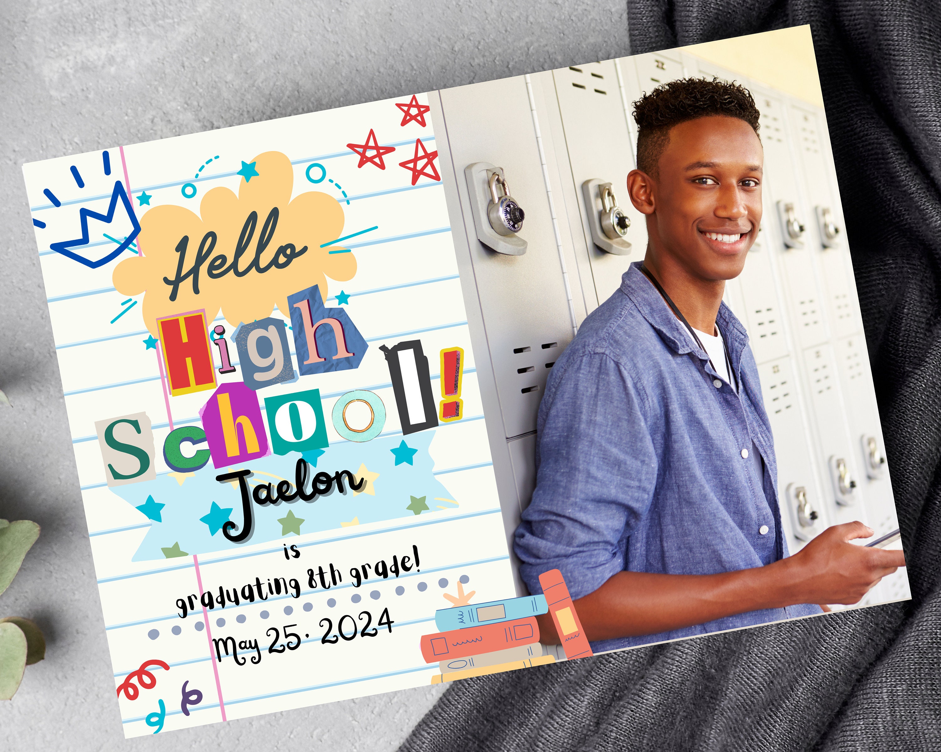 Middle School Graduation Invite, 8th Grade Graduation Announcement ...