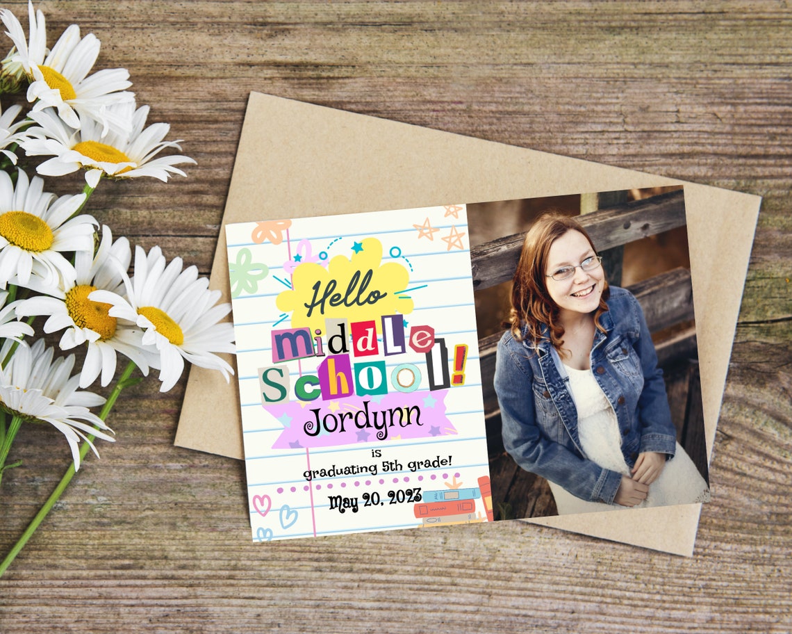 Elementary Graduation Invite, 5th Grade Graduation Announcement ...