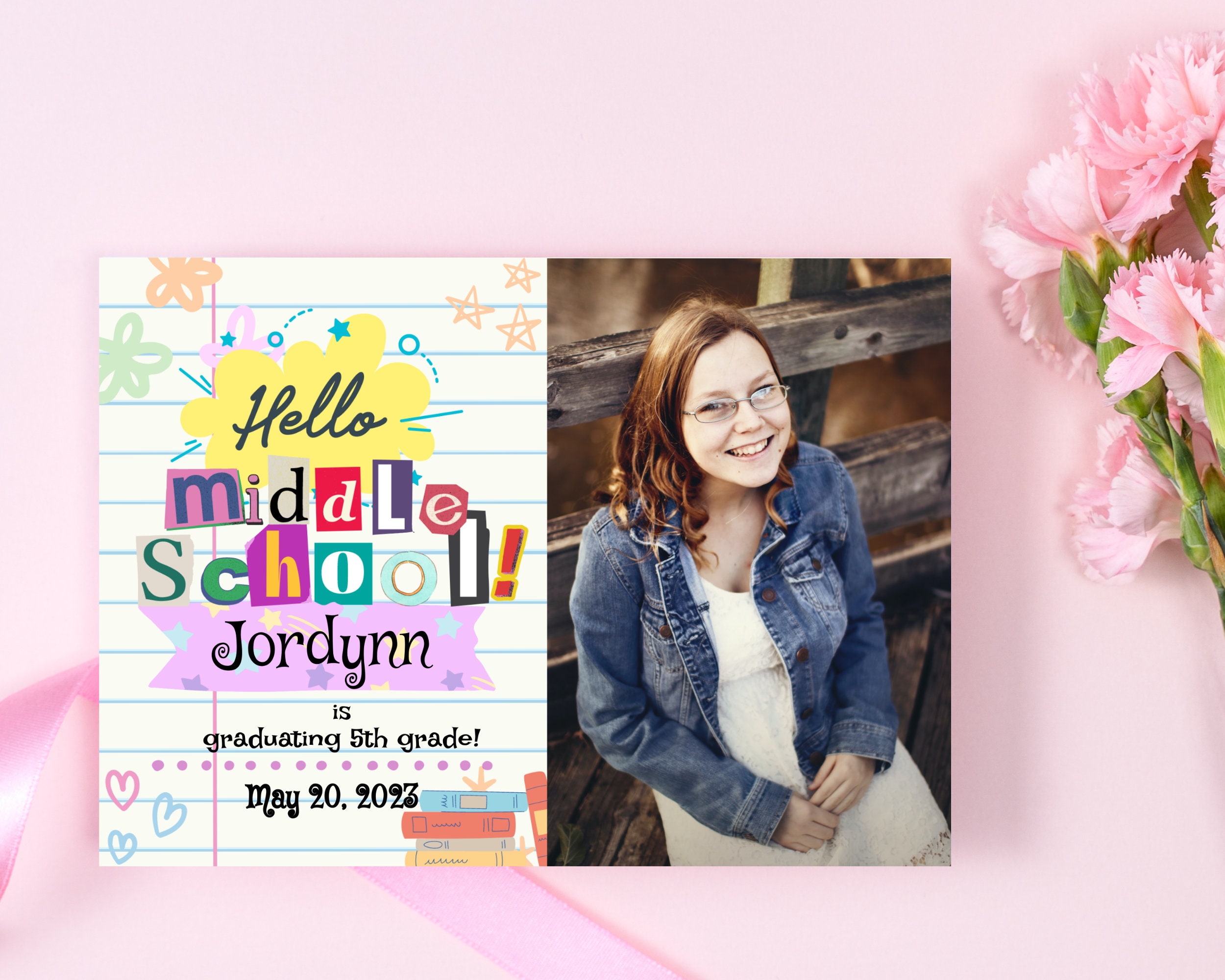 Elementary Graduation Invite, 5th Grade Graduation Announcement ...