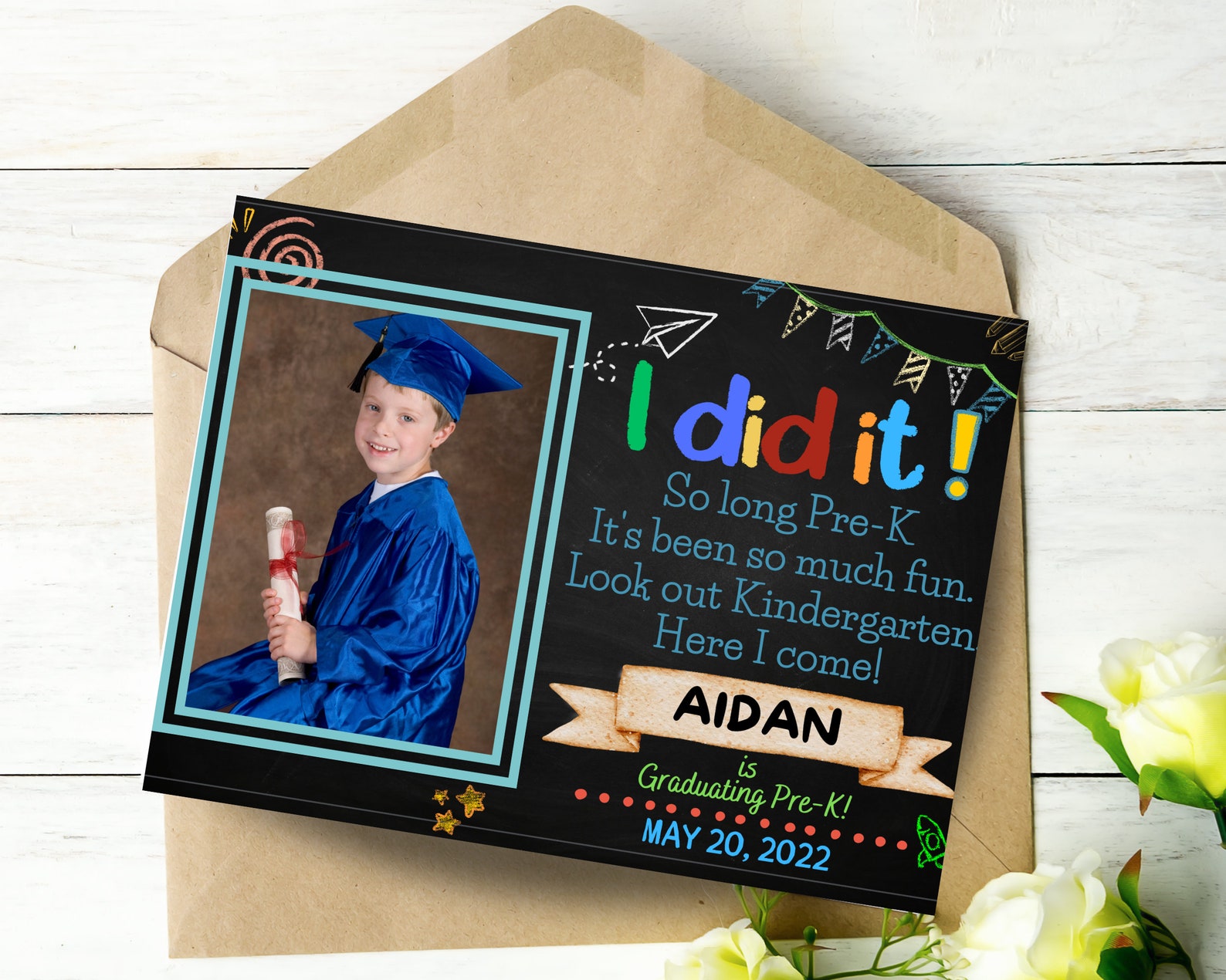 Preschool Graduation Invite, Pre-k Graduation Announcement Template ...