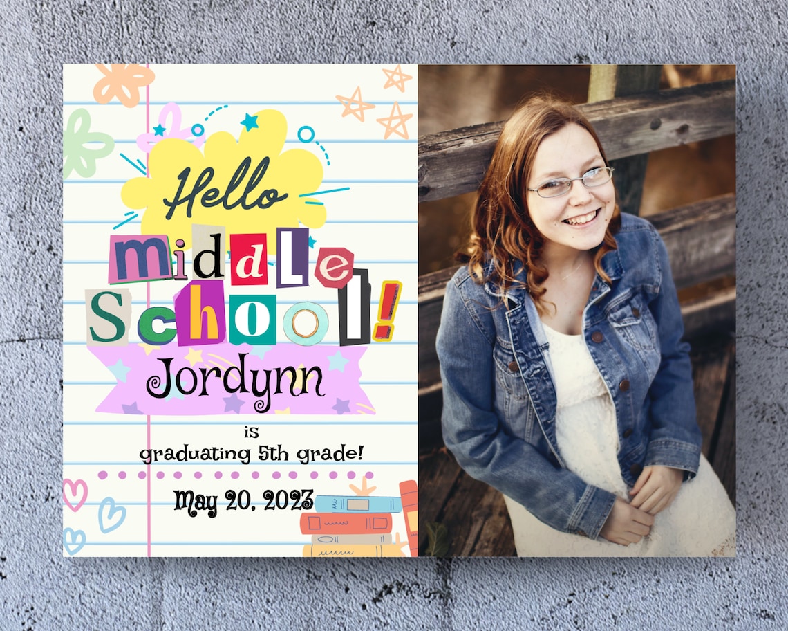 Elementary Graduation Invite, 5th Grade Graduation Announcement ...