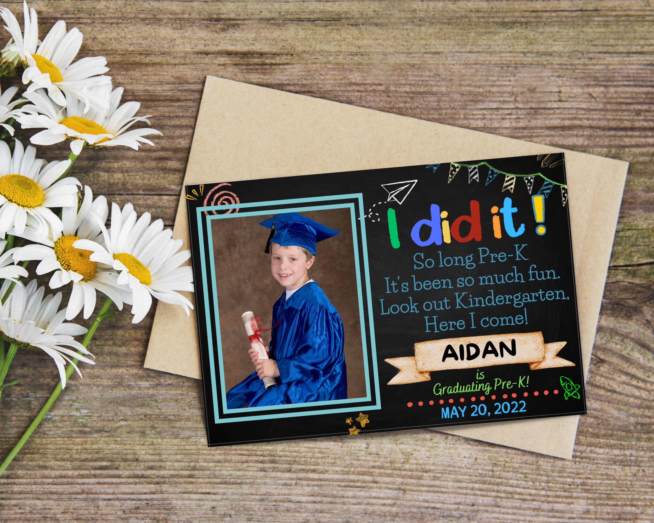 Preschool Graduation Invite, Pre-k Graduation Announcement Template ...
